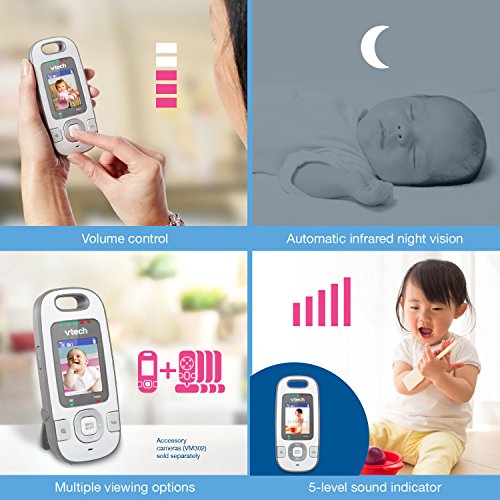 VTech BV73121GY Digital Video Baby Monitor with Full-Color and Automatic Night Vision, Gray