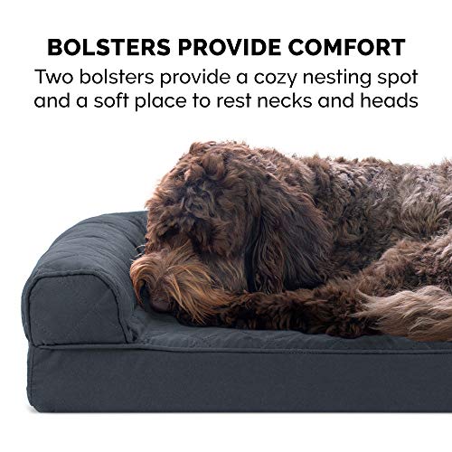 Furhaven Orthopedic Dog Bed for Large/Medium Dogs w/ Removable Bolsters & Washable Cover, For Dogs Up to 55 lbs - Quilted Sofa - Iron Gray, Large
