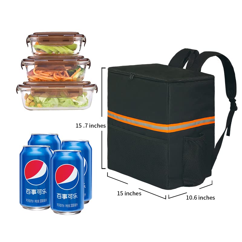 ISFC Thermal Food Delivery Backpack with Cup Holders,Insulated Pizza Delivery Bag Waterproof Food Warmer Backpack for Ubers,Doordash,Camping,Groceries Backpack