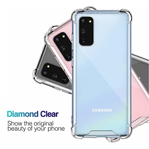 KIOMY Diamond Clear Case for Samsung Galaxy S20 5G Hybrid Hard PC Back Panel with Soft TPU Bumper [Military-Grade Drop Protection] Shockproof [Anti Yellow] Slim Fit Transparent Cover for S20 5G