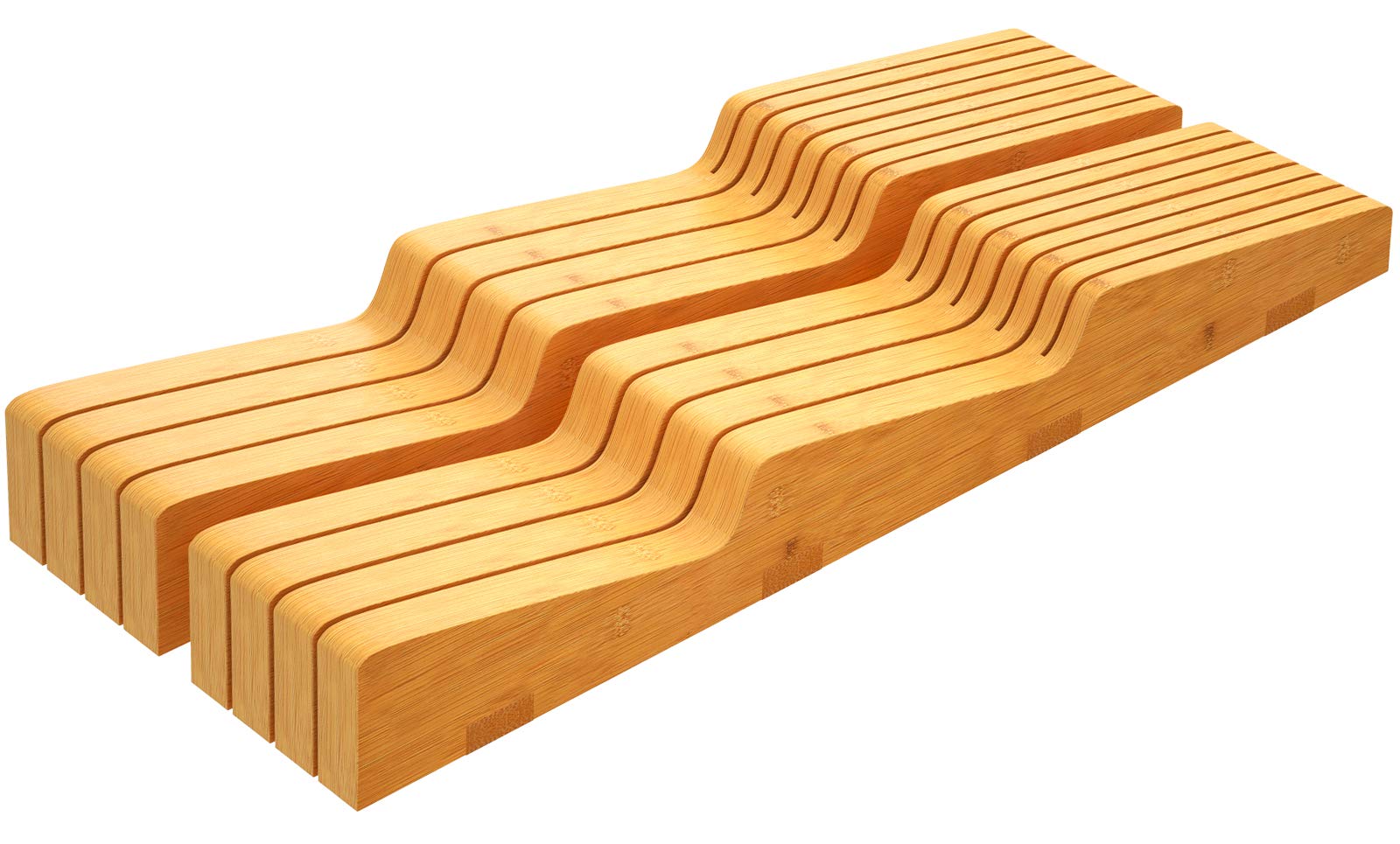 Bamboo Knife Block Drawer Organizer Insert In Drawer Knife Holder Storage for Kitchen Hold 14 Knives (Not Included) by FURNINXS