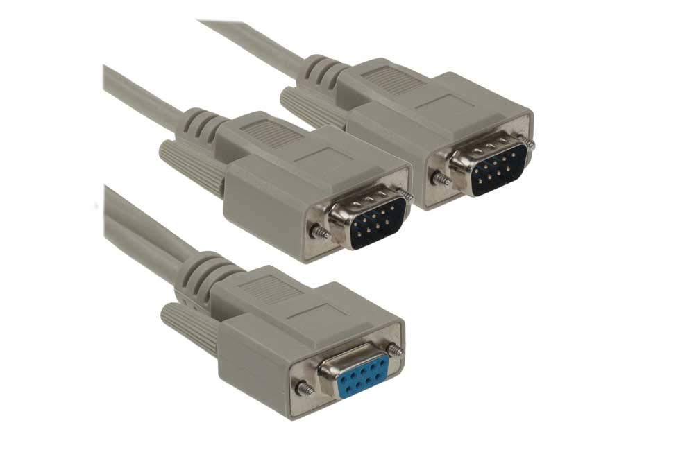 SF Cable 1ft DB9 Female to 2 Male Serial RS232 Splitter Cable
