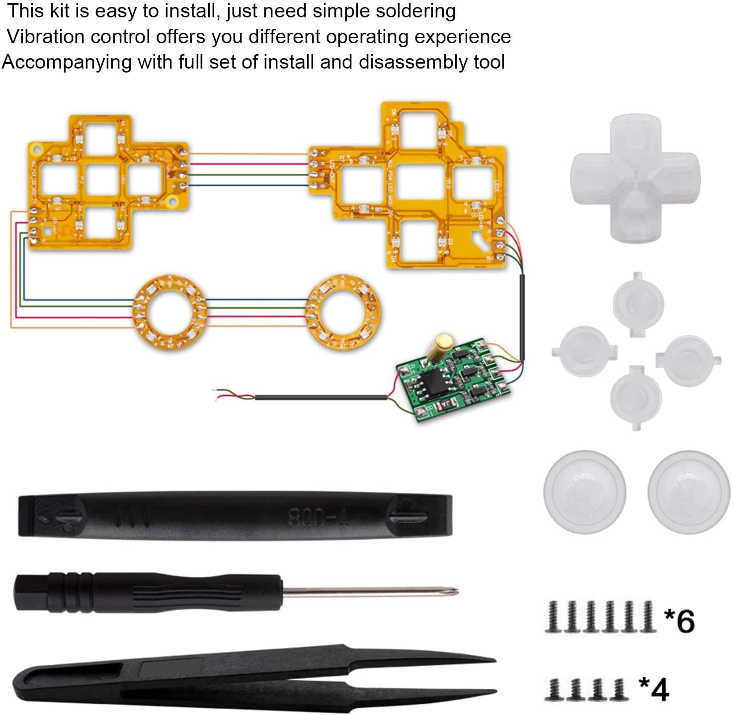 BCB Controller LED Kit for PS4 Controller Light Up I Compatible with PS4 Controller LED Mod I Multicolor Lightning PS 4 Controller LED Buttons with Yellow, Red, Green, Blue, Cyan, Purple