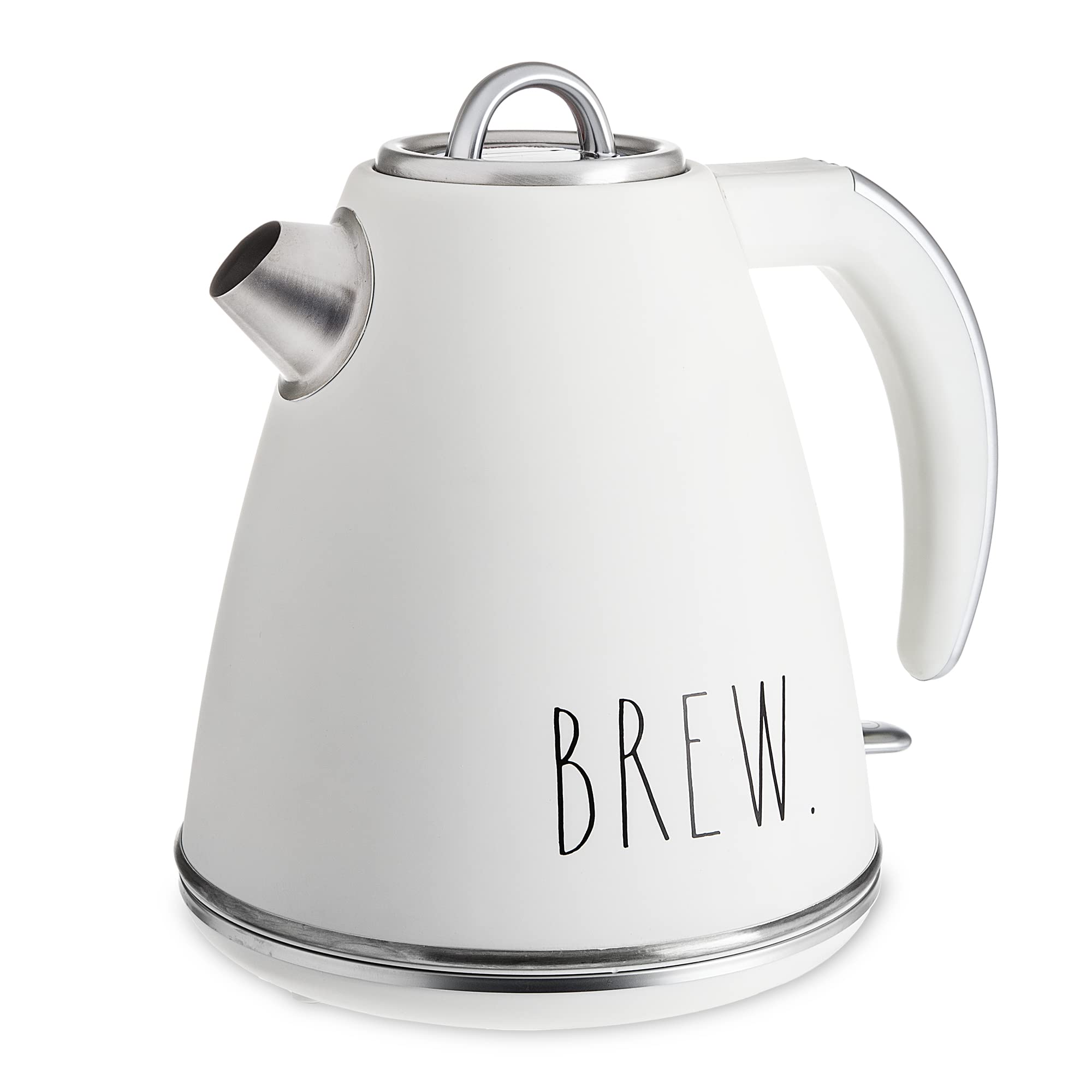 Rae Dunn Electric Water Kettle - Stainless Steel Coffee Maker, 1.5 Liter Tea Kettle, Electric Hot Water Kettle with Automatic Shut Off Boil-Dry Protection, 1500 Watt Boiling Power (Cream)