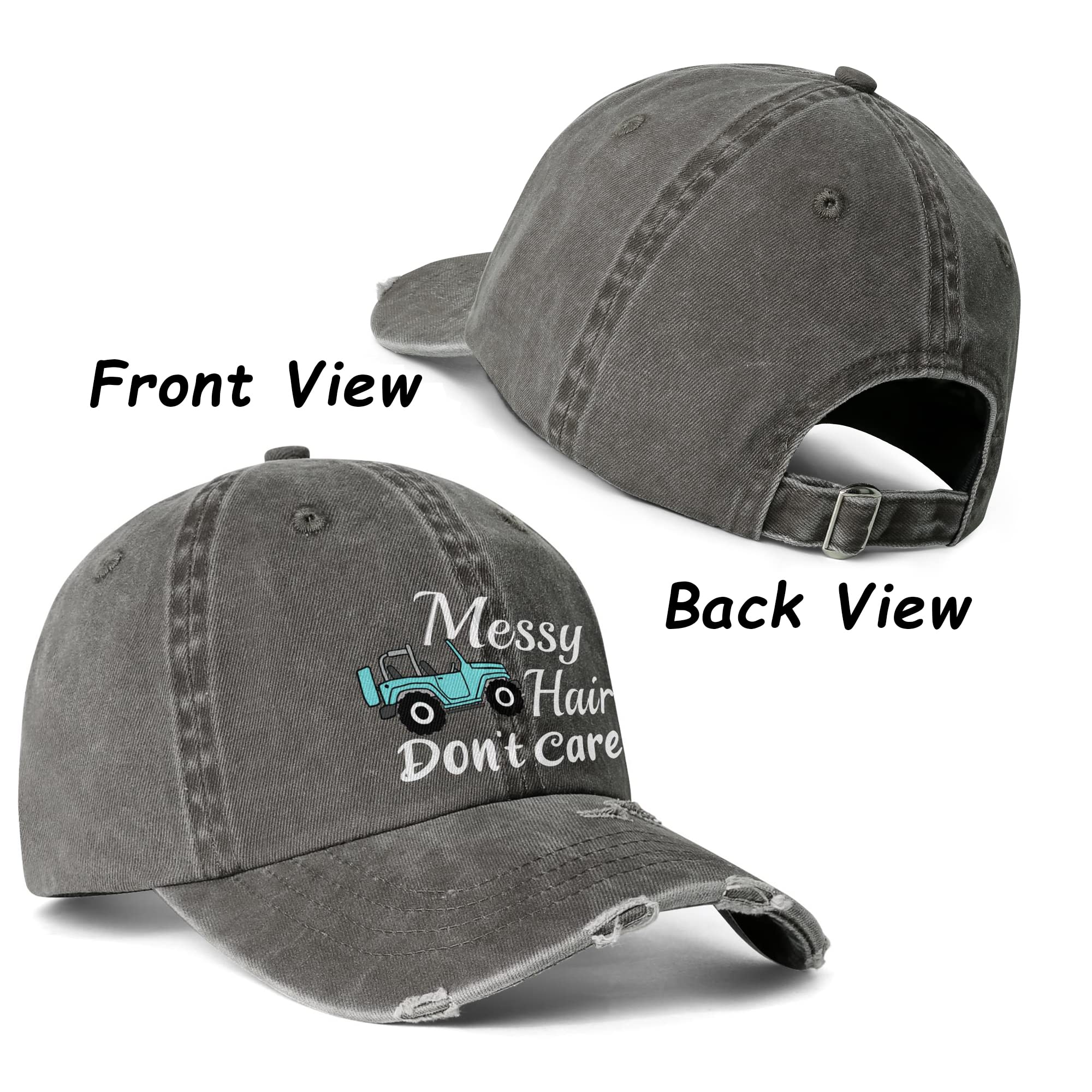 Birsppy ATAZUA Iwtazvu Messy Hair Don't Care Hat for Women - Distressed Low Profile Unstructured Baseball Cap Dad Hat