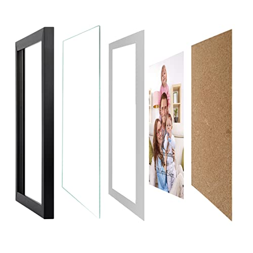 Giftgarden 5x7 Picture Frame Set of 4, 6x8 Matted to Display 5 by 7 Photo with Mat or 6 by 8 without Mat for Wall or Tabletop, Black