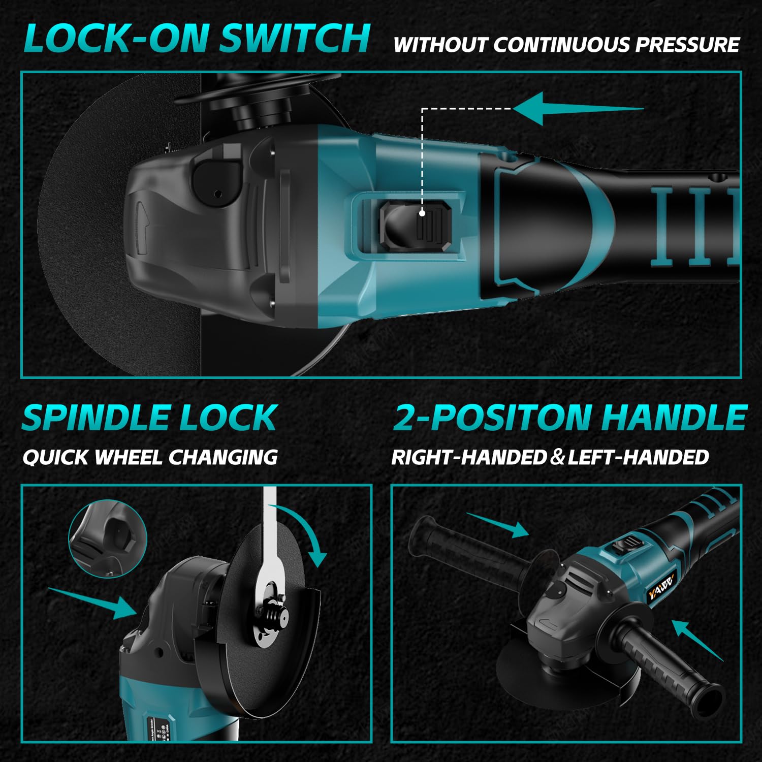 Cordless Angle Grinder for Milwaukee M18 Battery, 3 Speed Adjustable Brushless Grinder with Up to 8500 RPM, 5/8''-11 Spindle Portable Grinder for 4-1/2'' Wheels for Cutting, Grinding(NO Battery)