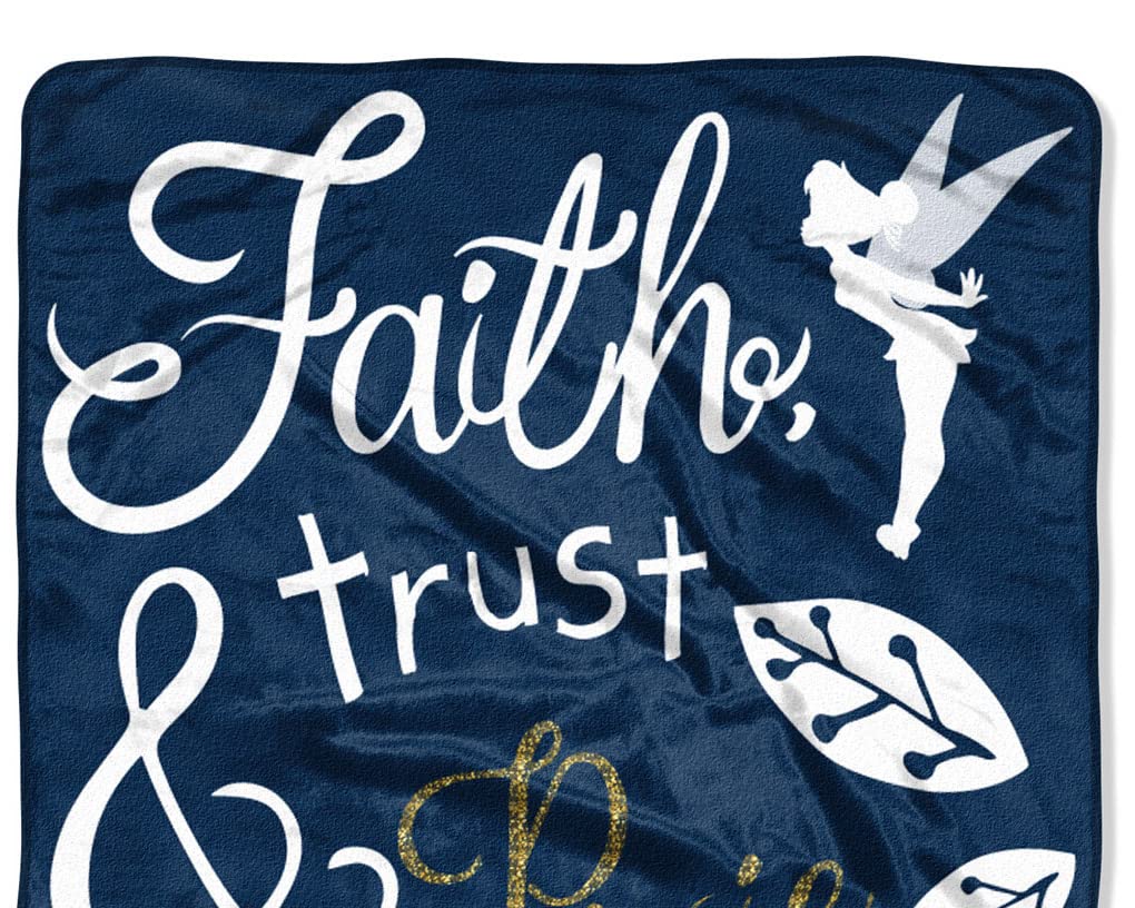 Disney Tinkerbell Faith, Trust and Pixie Dust Fleece Super Plush Throw Blanket 46" x 60" (117cm x 152cm)