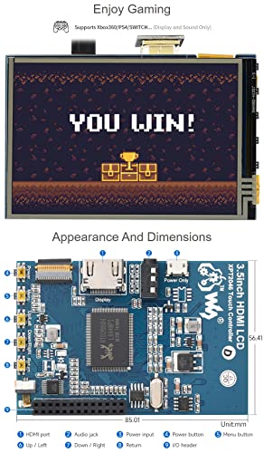 Waveshare 3.5inch Resistive Touch Screen LCD, Compatible with Raspberry Pi 5/4B/3B/Zero/Zero W/Zero 2W/Pico/Pico W/Pico WH, 480×320, HDMI, IPS, Supports Windows 11/10 / 8.1/8 / 7