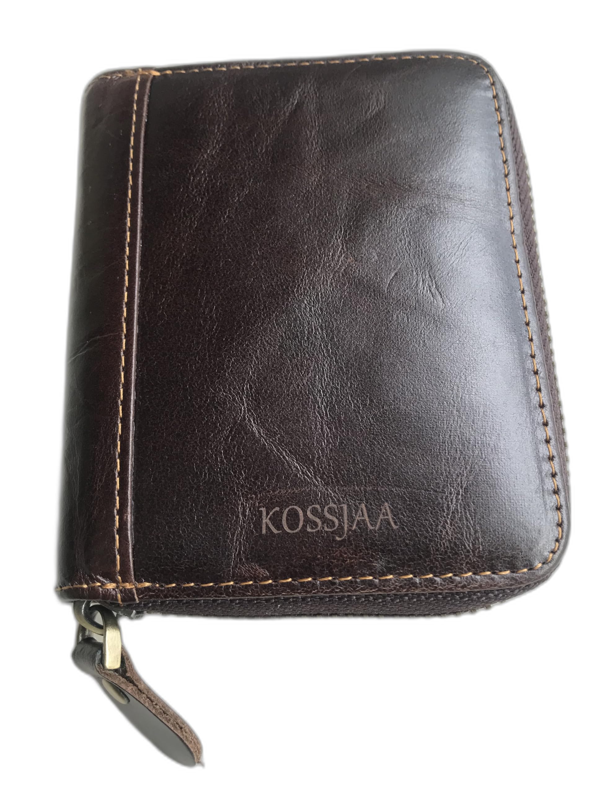KOSSJAA credit card holders womens card case RFID blocking leather wallet Coin Purse mens (brown)
