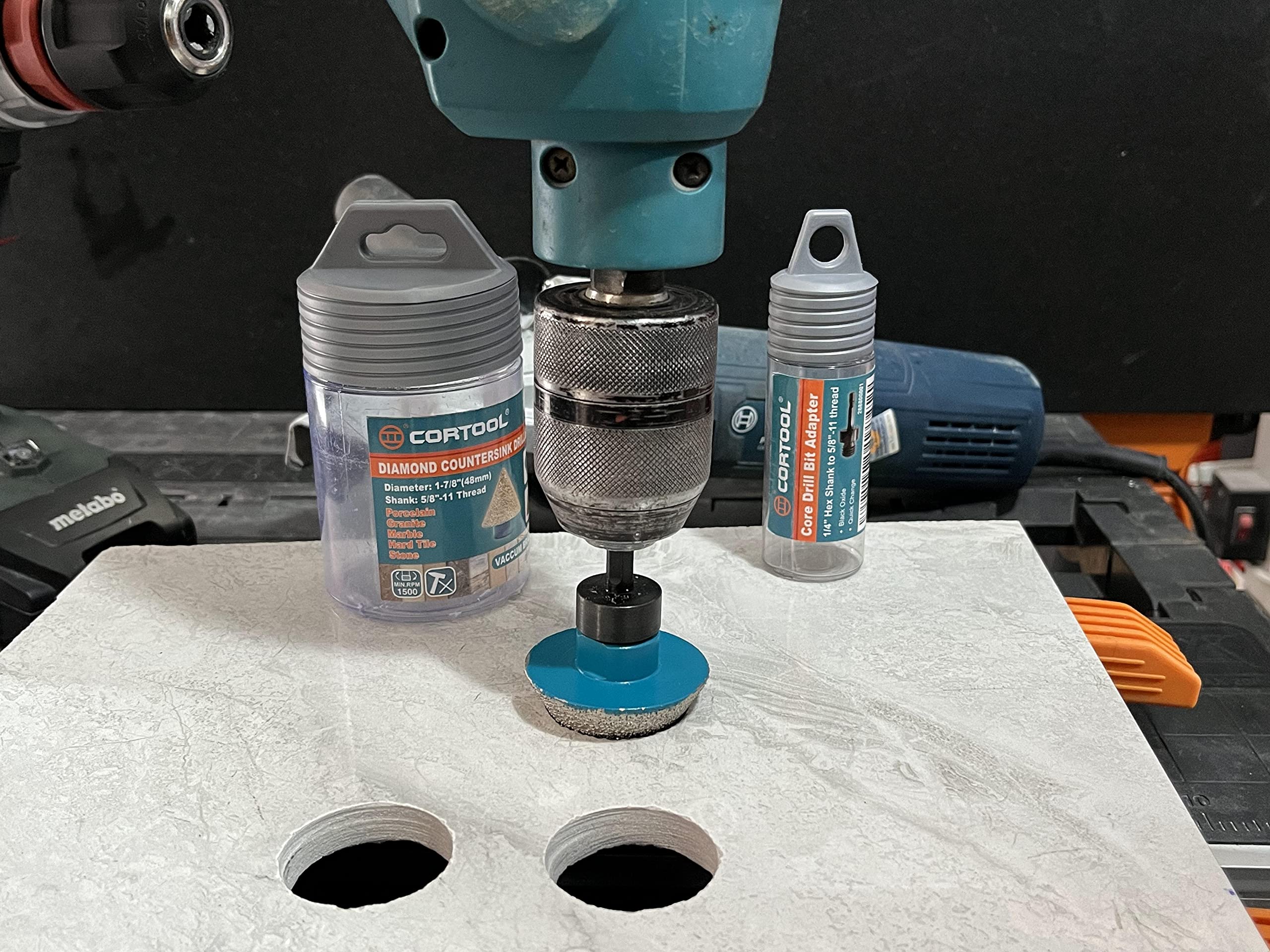 CORTOOL Core Drill Bit Arbor Adapter for Threaded Diamond Hole Saw 1/4" Quick Change Hex Shank to 5/8" 11 Male Drill Sanding Attachment Arbor Shaft Adapter