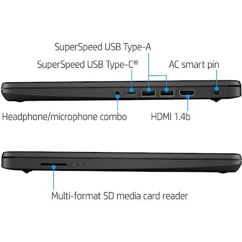 HP Portable Laptop, Student and Business, 14" HD Display, Intel Quad-Core N4120, 8GB DDR4 RAM, 64GB eMMC, 1 Year Office 365, Webcam, SD Card Reader, HDMI, Wi-Fi, Windows 11 Home, Black, KKE Mousepad