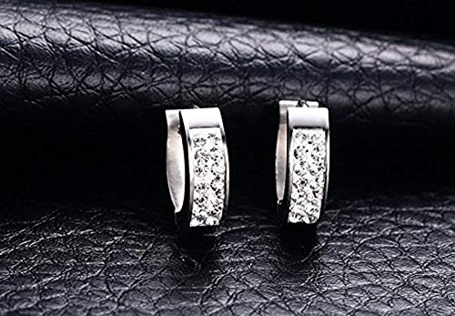 KARAY Stainless Steel Womens Mens Hoop Earrings Huggie Earrings CZ Piercings Hypoallergenic 18G (1pair Silver)