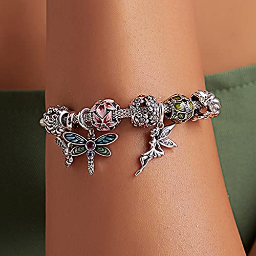 BISAER 925 Sterling Silver Daisy Flower Charms Ladybug Beads Charm for Bracelets Jewelry Gifts
