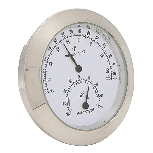 Guitar Case Hygrometer,Hygrometer Thermometer for Humidor Violin,Round Alloy Digital Thermometer Hygrometer Humidity Temperature Meter for Violin Guitar Case for Indoor and Outdoor(Silver)
