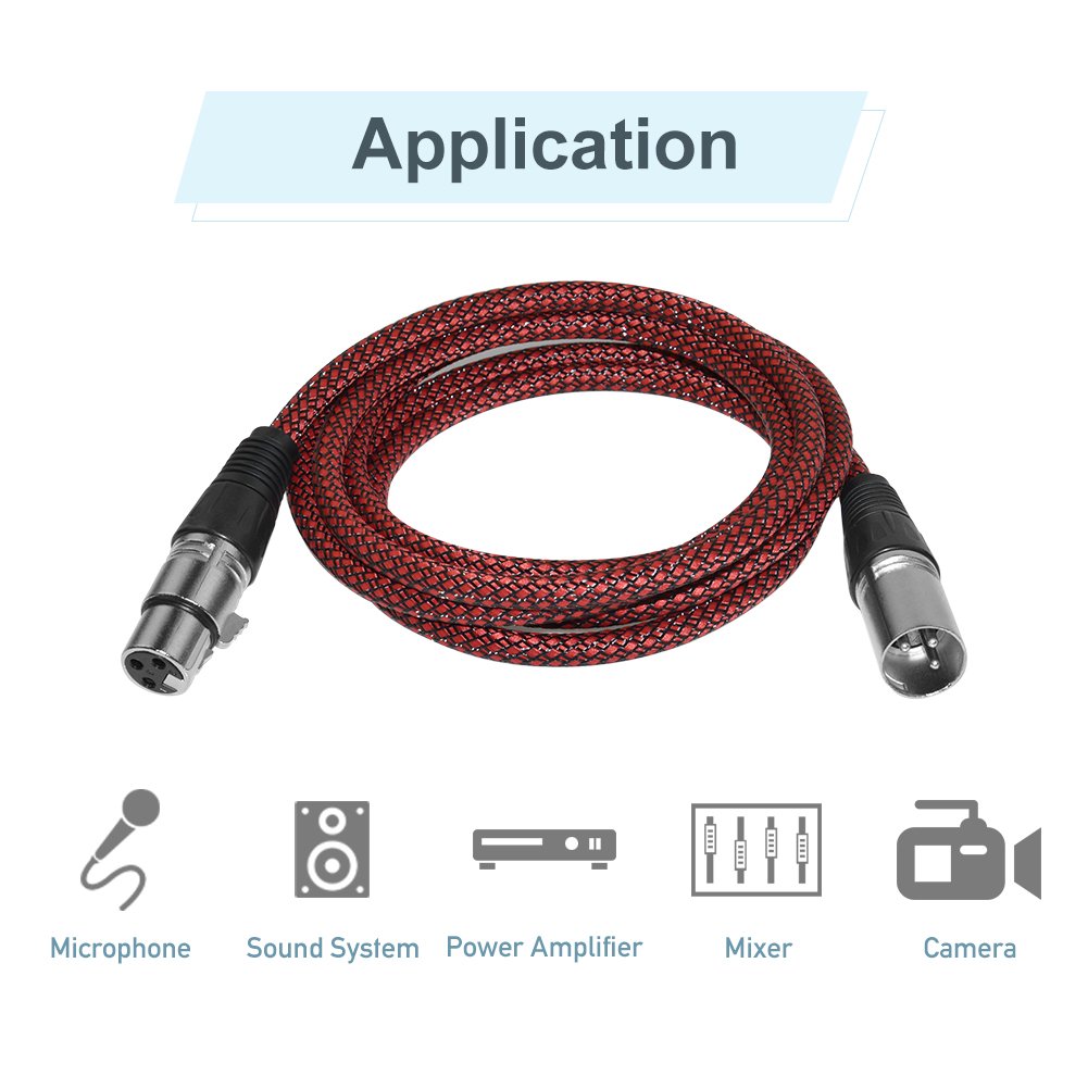 FURUI XLR Cable 50ft Male to Female, Microphone XLR Cable 3 Pin Nylon Braided Balanced XLR Cable Mic DMX Cable Patch Cords with Oxygen-Free Copper Conductors