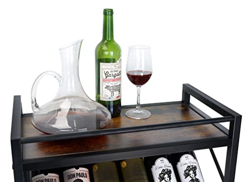 Farmhouse Wall Mounted Wine Rack with Tilting Display Shelf, Wall Hanging Wine Rack, 3-Tier Shelves with Stemware Glasses Holder for Wine Storage, Wine Display Shelf for Kitchen Living Room Cafe Bar