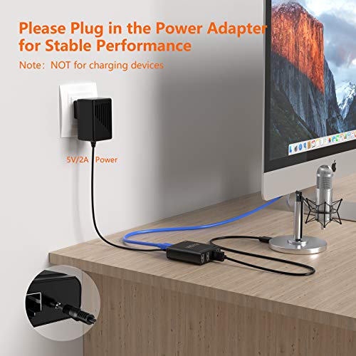 WEme USB Extender, 4-Port USB 2.0 Ethernet Extender Hub Over Cat5/ Cat5e/ Cat6 Cable Connection up to 60Meters/196FT, RJ45 Lan Extension with Power Adapter for Logitech Webcam, Camera, Speakerphone