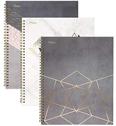 Mead Spiral Notebooks, 1 Subject, College Ruled Paper, 80 Sheets, Modern Chic, 3 Pack (38196)
