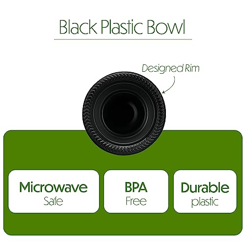 PLASTICPRO 100 PCS Black Plastic Bowls Light Weight 5 oz Small Plastic Soup Bowls Black Salad Dessert Plates Disposable for Party and Wedding
