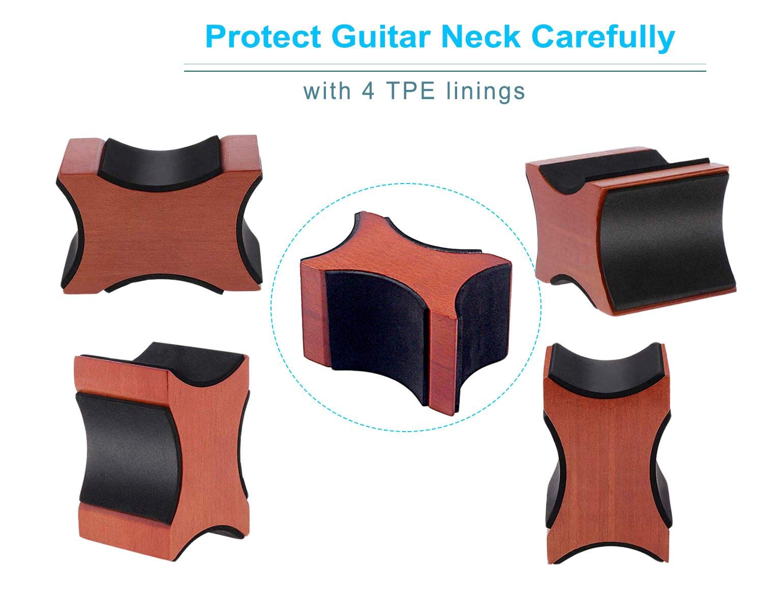 Guitar Neck Rest, Electric Acoustic & Bass Guitar Support Pillow for Changing Strings, String Instrument Wooden Neck Craddle, Luthier Repair Setup Tool 3.74x2.48x2.4inch, Burgundy