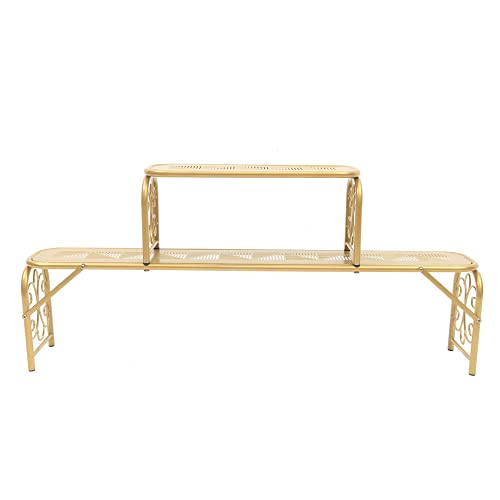 HOMEFORT Scroll Over The Sink Shelf Kitchen, Metal 2-Tier Storage Rack for Kitchen Accessories, Multi-Purpose Shelf for Top of Sink,36.02" W x6.10 D x15.74 H