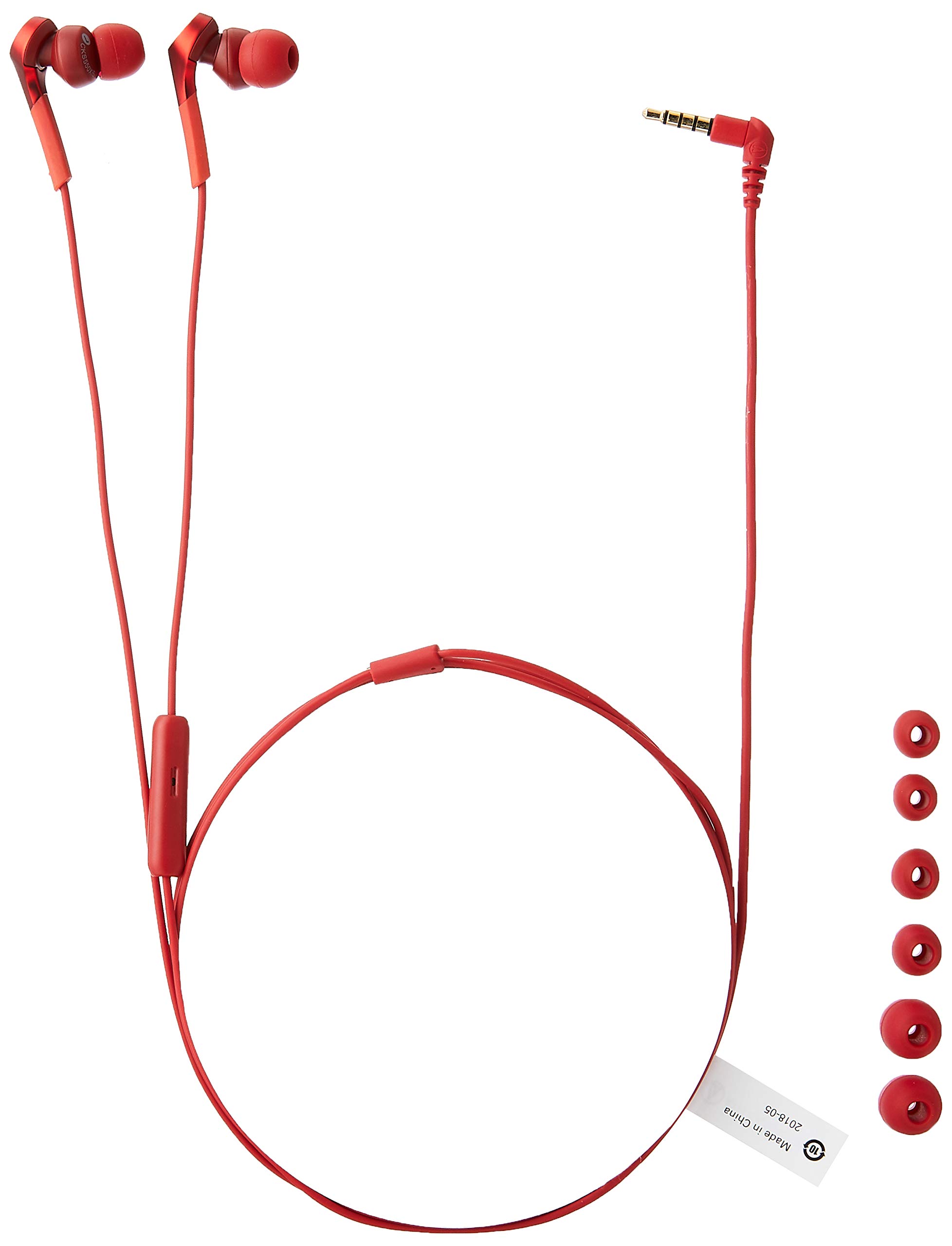 Audio-Technica ATH-CKS550XiSRD Solid Bass In-Ear Headphones, Red