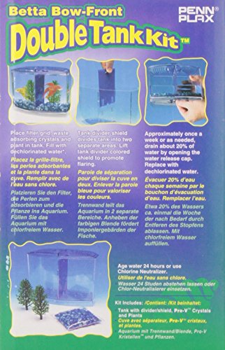 Penn Plax Twin Beta Bow-Front Kit for Aquarium Blue, Green, Tank is 7.5" Across The Front, 6" Across The Back