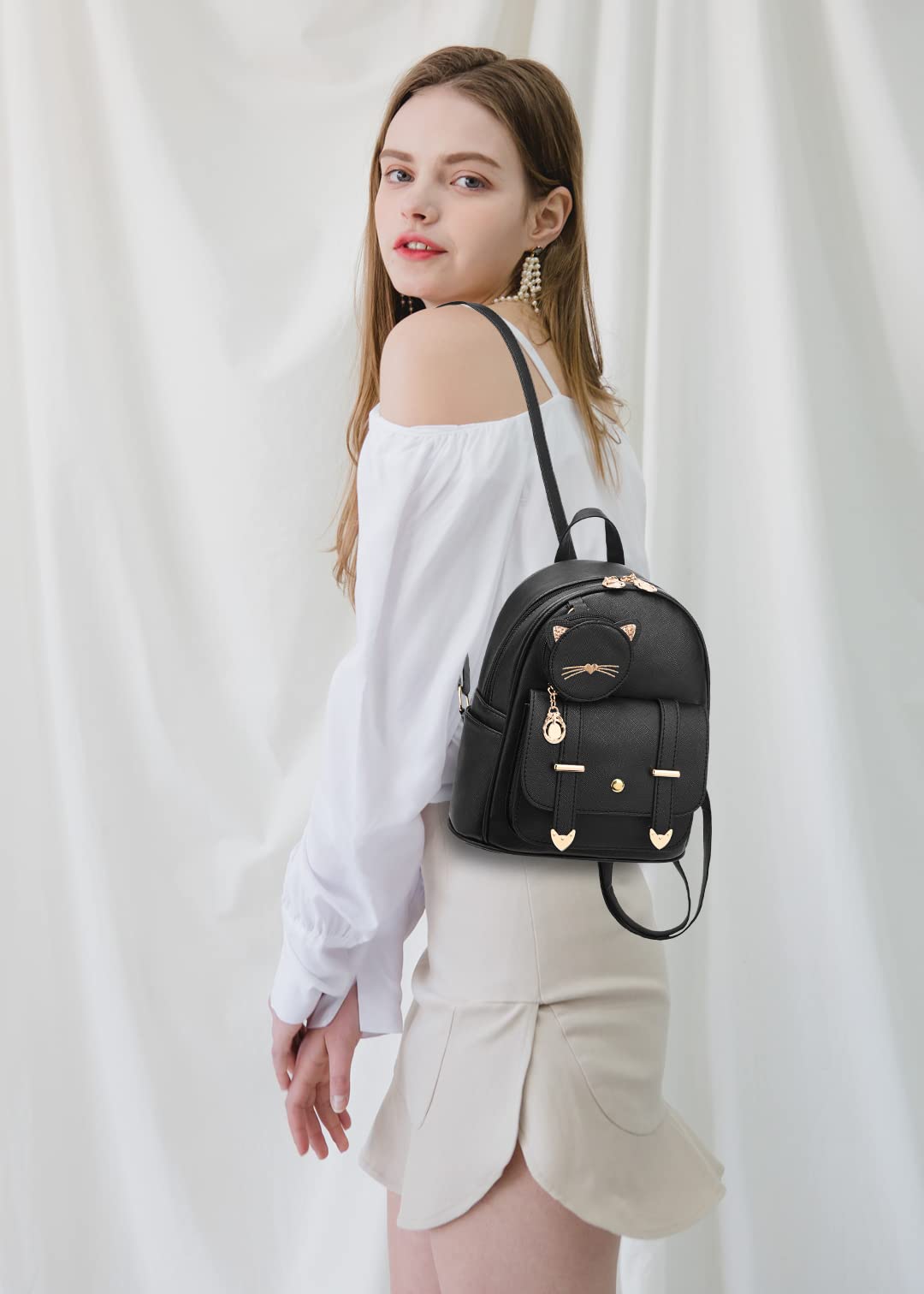 BESYIGA Women Fashion Backpack 3PCS Mini Backpack Purse for Women Small Backpack Purse Leather Travel Satchel Backpack Shoulder Bag Pearl Purple