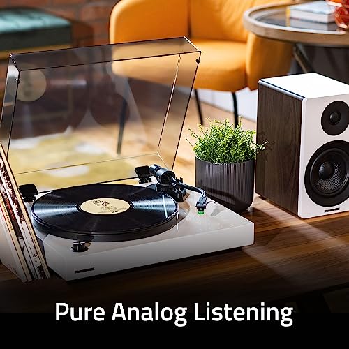 Fluance RT81+ Elite High Fidelity Vinyl Turntable Record Player, Audio Technica VM95E Cartridge, Anti-Resonant Platter, Acrylic Mat, Phono Preamp, Wood Plinth, Adjustable Isolation Feet - Matte White