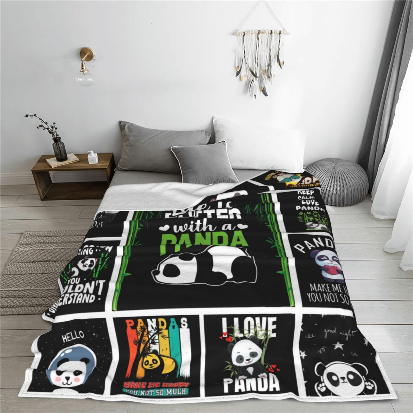 Panda Flannel Blankets Super Soft and Warm Throw Blanket for Couch Sofa Gifts for Girls Boys Kids