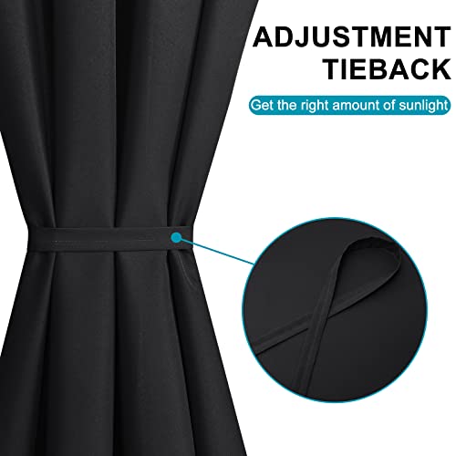 Hiasan French Door Curtains for Small Window, Rod Pocket Short Front Sidelight Curtain, 1 Panel (Black, W 24 inch x L 40 inch)