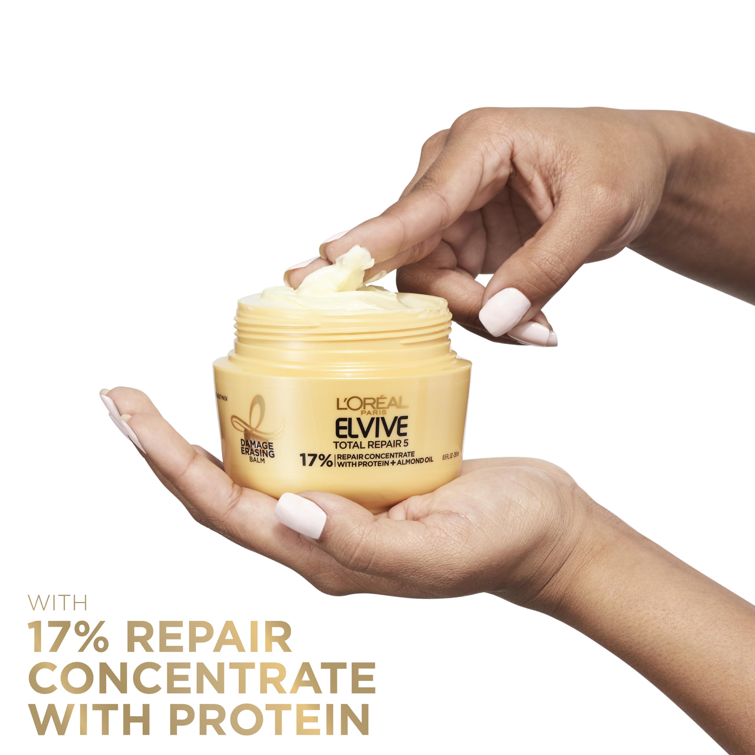 L’Oréal Paris Elvive Total Repair 5 Damage-Erasing Balm with Almond and Protein, 8.5 Ounce