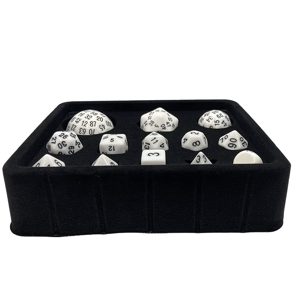 Grinning Gargoyle – 13x Deluxe Poly RPG Dice Set - Perfect for DND 5th Edition Pathfinder Starfinder Cyberpunk and Blades in The Dark – Includes a Giant 45mm 100 Sided Polyhedral Die or D100 (White)
