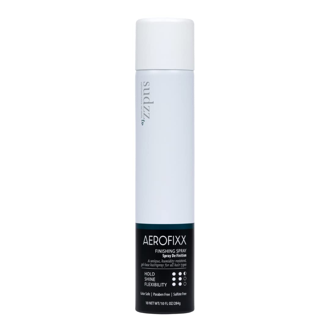 SUDZZFX AeroFixx Working & Finishing Hair Care Spray - Hair Gel - Super Hold Hair Styling Product for Men & Women - Hair Heat Protectant - Sulfate Free 10oz