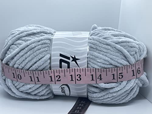 Grey Velvet Chenille Yarn - Bulky 100 Gram (3.53 Ounces) 100 Meters (109 Yards)
