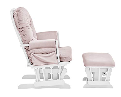 Suite Bebe Glider with Ottoman, Mason, Pink and White - Quick Ship