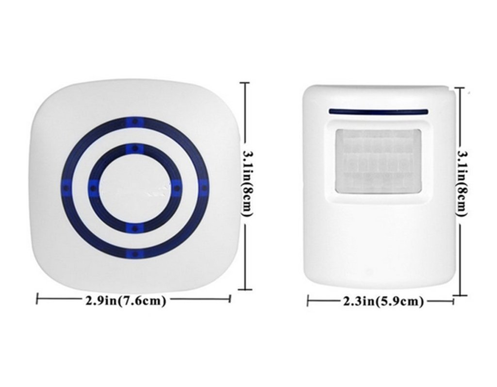 Wireless Home Security Driveway Alarm, Enegg Entry Alert, Visitor Door Bell Chime with 2 Plug-in Receiver and 1 PIR Motion Sensor Detector Alert System, Quality Sound and LED, 38 Melodies