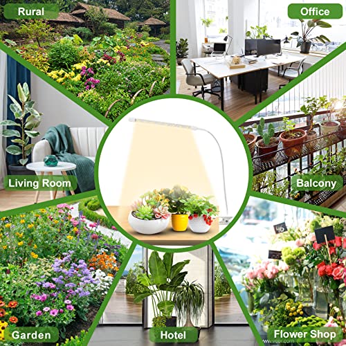 Grow Light for Indoor Plants, SUWITU 6000k Full Spectrum Plant Light, Clip-on Led Grow Lights, Plant Grow Light for Succulents Small Plants, Auto On/Off Timing, 1 Head 3 Lighting Modes & 10 Dimming