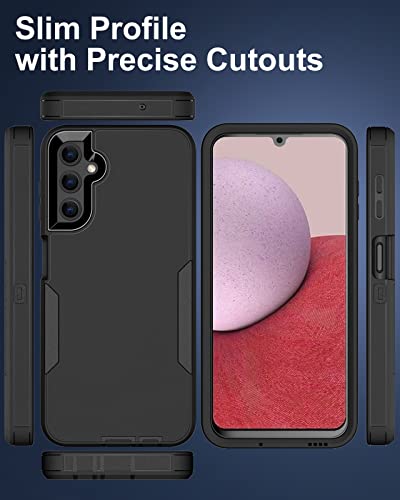 Dahkoiz for Samsung Galaxy A14 5G Case, with Tempered Glass Screen Protector and Dust-Proof Port Cover, Full Body Protection Rubber Cover Phone Case for Samsung Galaxy A14 5G, Black/Black