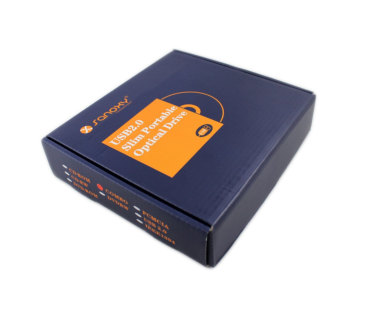 SANOXY Slim USB 2.0 External Portable 24x CD-Rw.8xDVD 24xcd-ROM USB Combo DRIVE-USB2-CDDVDCOMBO (Black)