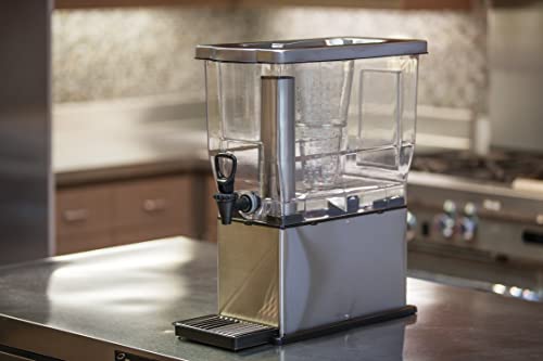 Service Ideas CBDT3SS Cold Beverage Dispenser with Infuser and Ice Tube, Rectangular, 3 gallon, Silver