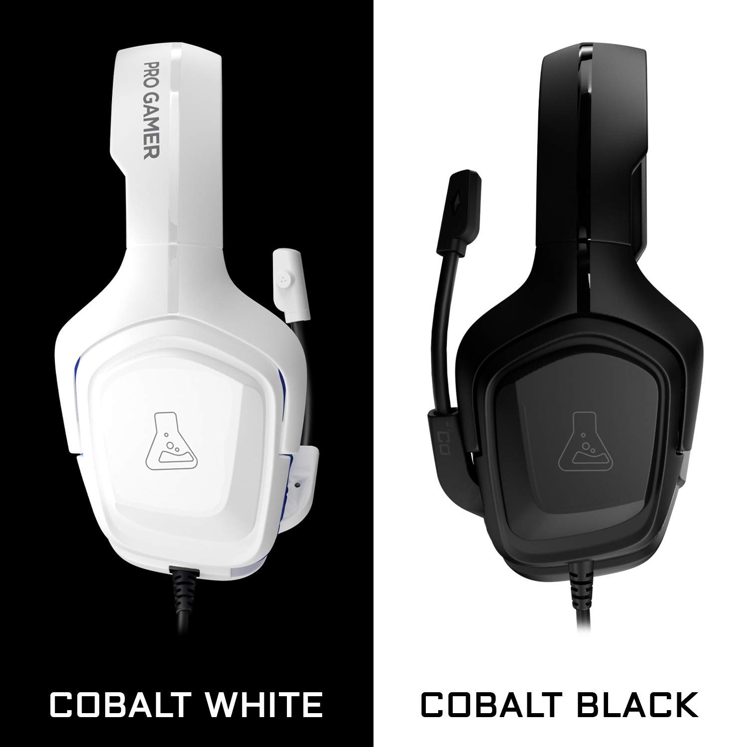 G-LAB KORP Cobalt PS4 Gaming Headset - Stereo Audio Gaming Headset, Ultra Light, High Bass - Microphone 3.5mm Jack for PC PS4 Xbox One Mac Nintendo Switch Tablet Laptop Smartphone (Black)