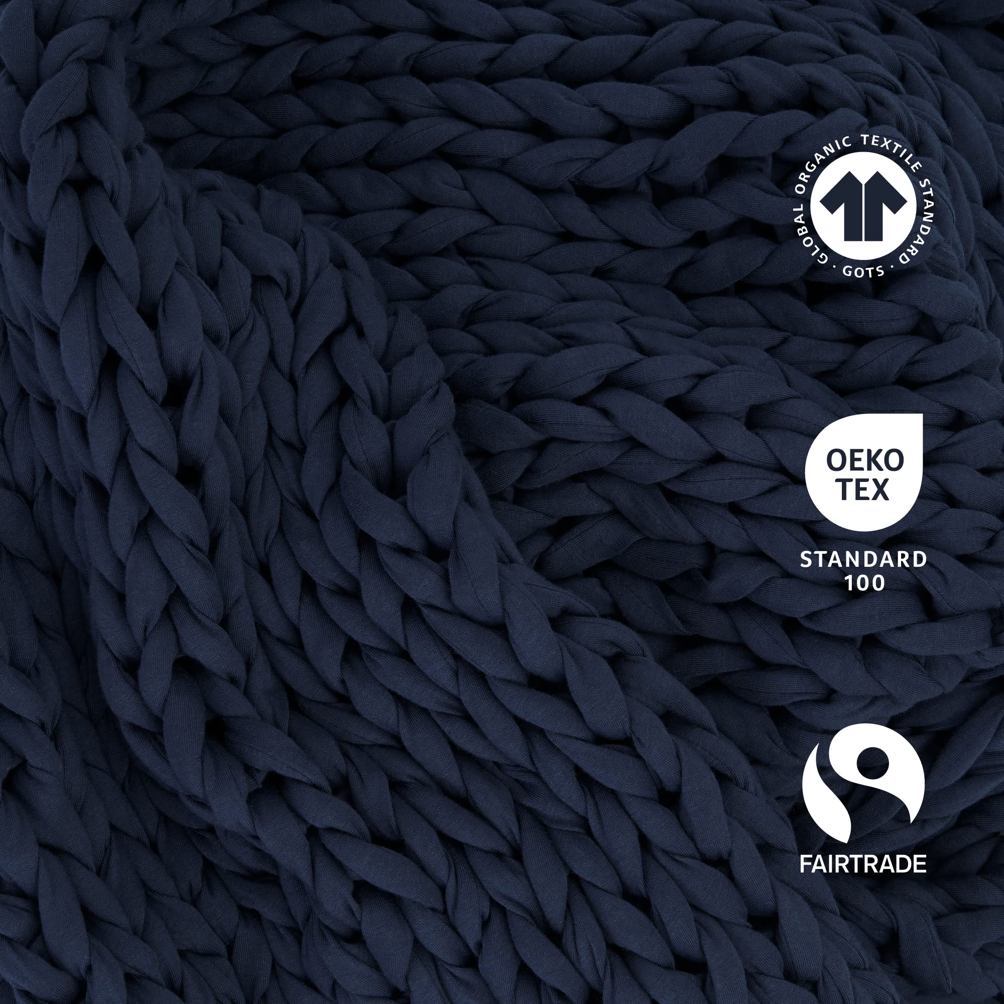 Bearaby Hand-Knit Kids Weighted Blanket - Chunky Knit Blanket - Sustainable, Breathable, and Calming - Machine Washable for Easy Maintenance (Midnight Blue, 7 lbs)