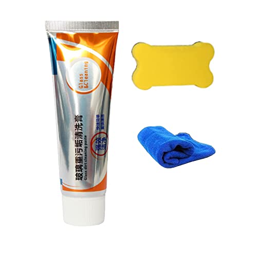 Glass Oil Film Removing Paste, Auto Car Glass Polishing Car Windshield Oil Film Cleaner for Bathroom Window Front Windshield Agent (1 Set)