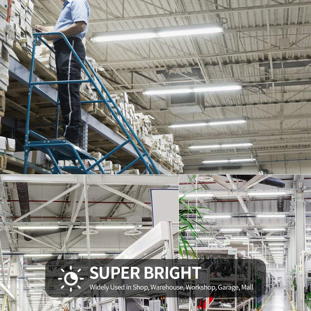 FTUBET (6- Pack) 4FT LED Shop Light, 55W 5000K Daylight White 7500LM Super Bright T8 Integrated Fixture U-Shape 4 Rows Linkable Tube Lights for Garage Warehouse Workshop Basement Plug and Play