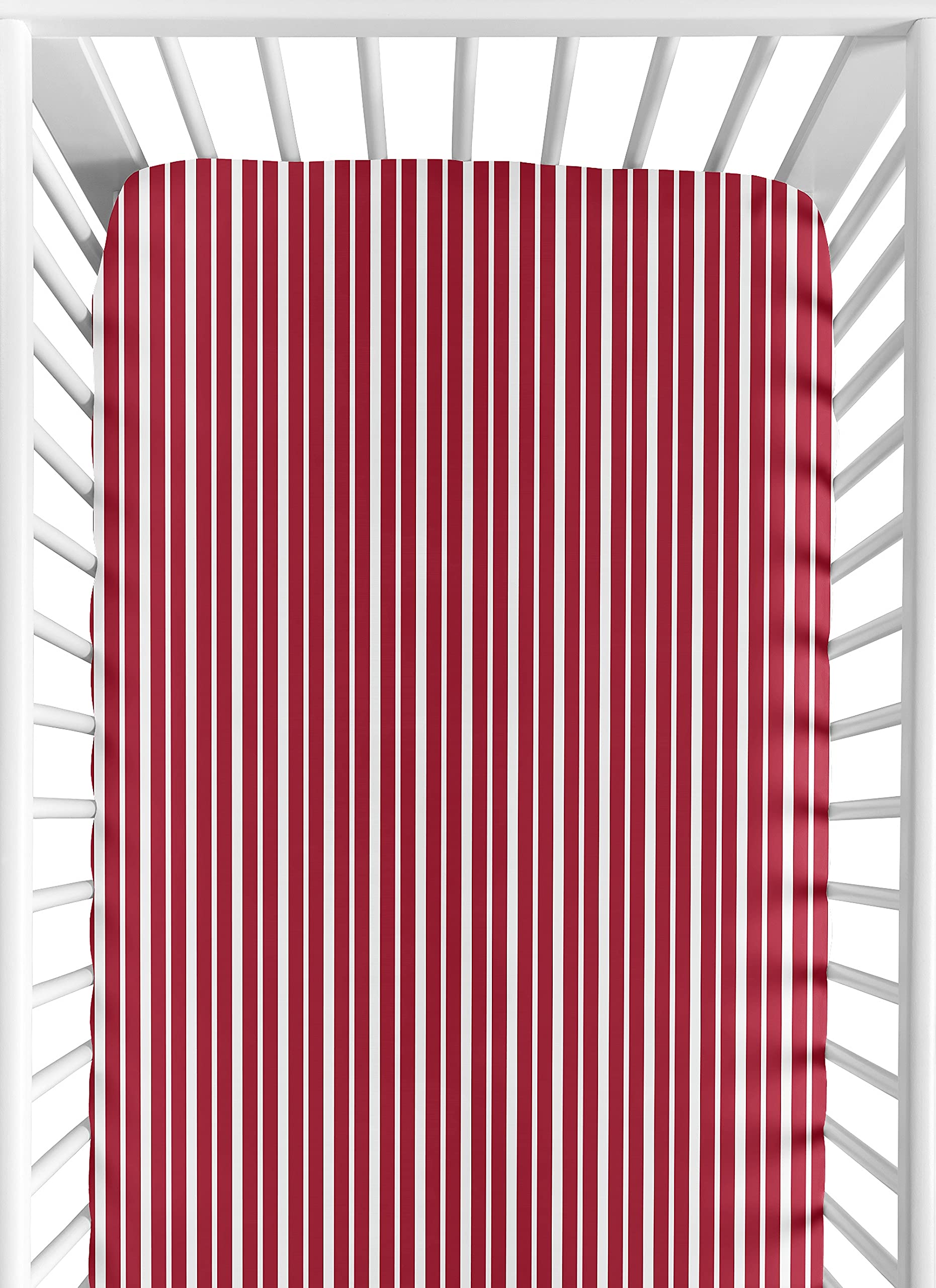 Vintage Aviator Fitted Crib Sheet for Baby and Toddler Bedding Sets by Sweet Jojo Designs - Red Stripe Print