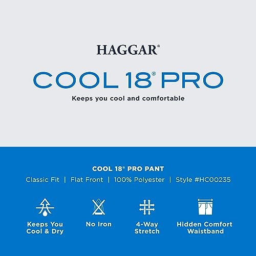 Haggar mens Cool 18 Pro Classic Fit Flat Front - Regular and Big & Tall Sizes Casual Pants, Black, 46W x 30L US