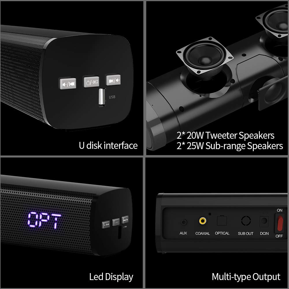 hmovie Sound Bar, 3D Surround Sound for Home Theater