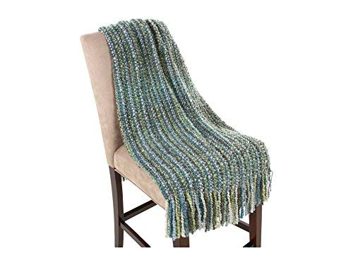 Kennebunk Home Stria Multi-Color Luxurious Woven Throw, 3'4" x 5'10", Seaglass
